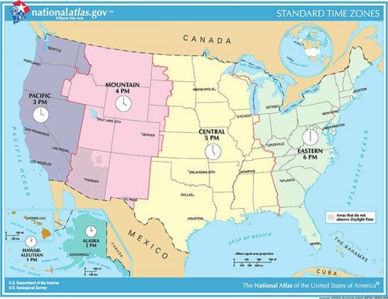 ᐅ Zeitzonen und Zeitverschiebung in den USA – Aktuelle Uhrzeit